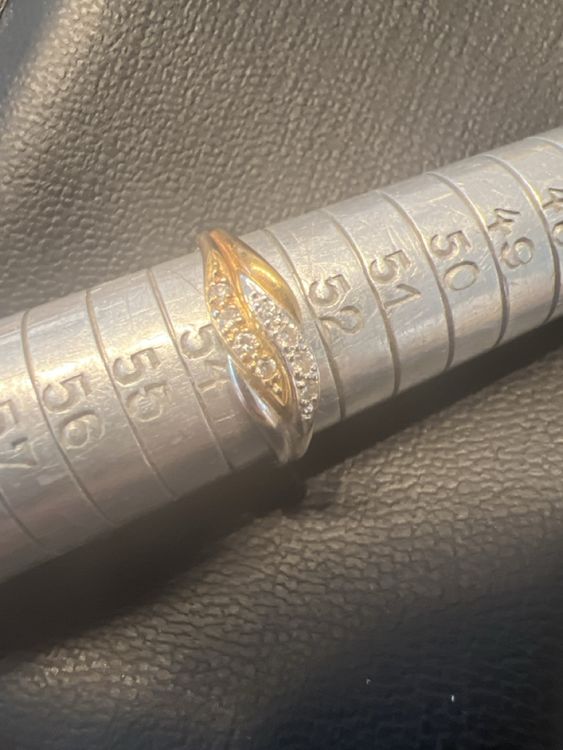 Ring 750 Gold, bi-Color, Diamanten 0.10ct, 18 Karat, Gr. 54 (Gebraucht ...