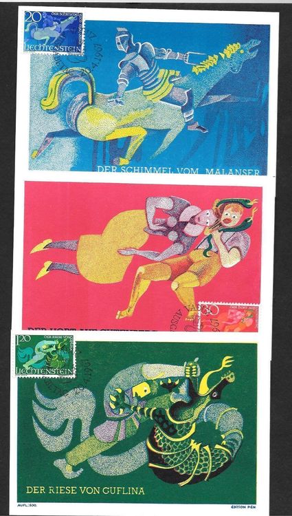 Liechtenstein 3 Pén Maximumkarten Serie 410-412 ET 20.4.1967 (Neu (gemäss Beschreibung)) in ...