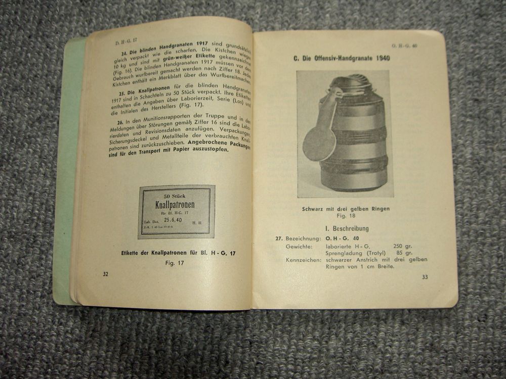Reglement der Schweizer Armee "Die Handgranaten 1946" (Gebraucht) in Schafisheim für CHF 5.5 ...