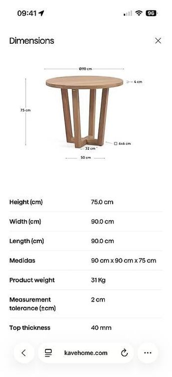 Table KAVE HOME en bois dacacia 90cm (Gebraucht) in Genève für CHF 300 ...