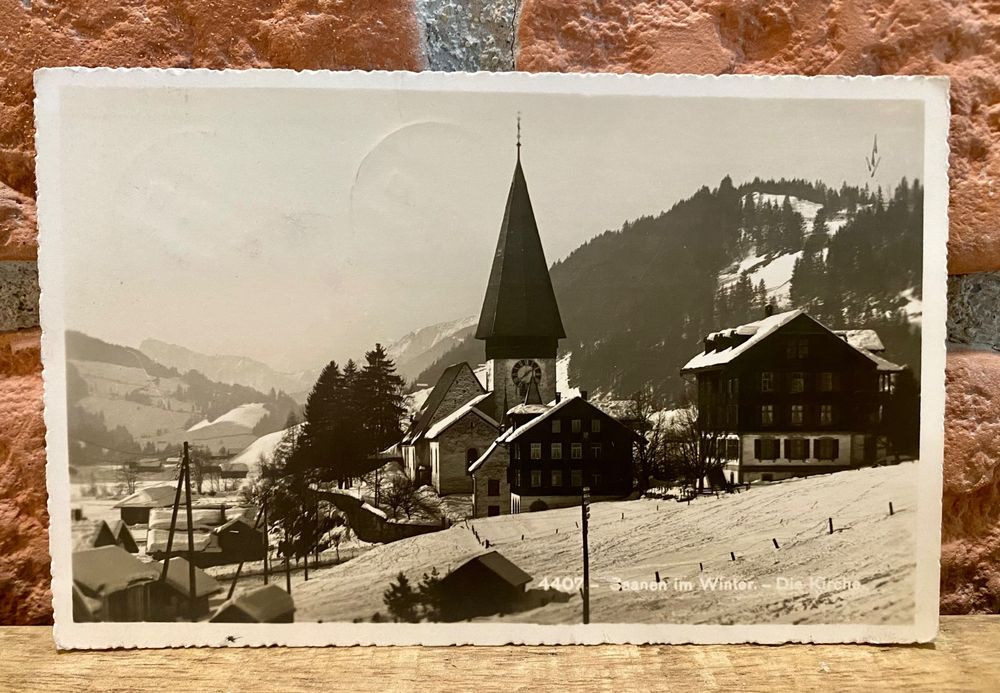 1941 - Alte Foto AK Saanen im Winter - Die Kirche | Kaufen auf Ricardo