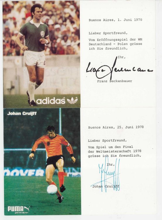Autogramme Franz Beckenbauer und Johann Cruijff (Gebraucht) in Schönenberg TG für CHF 5 – mit ...