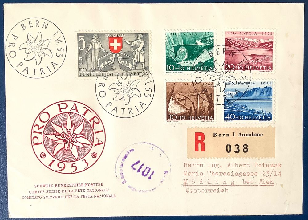 1953 FDC -R - Pro Patria mit Zensur nach Österreich | Kaufen auf Ricardo