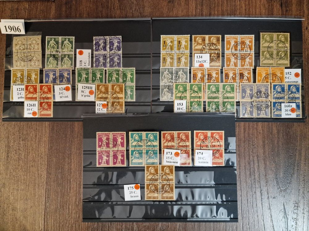 4-er Blöcke ab 1906, Sitzende, Tellknabe & Tell (Gebraucht) in Aesch LU für CHF 49.9 – mit ...