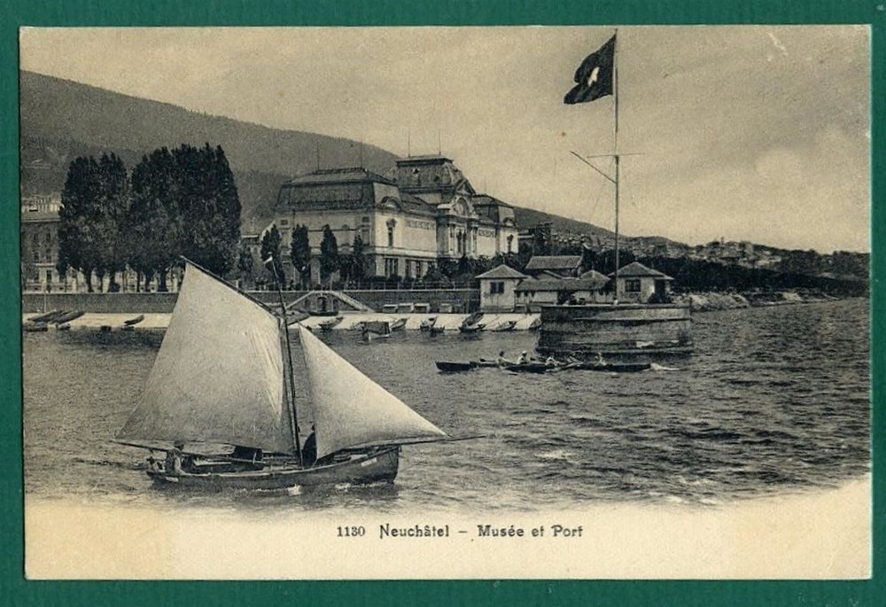 Neuchâtel, Musée et Port, ca. 1910, historische TOP-Ansicht (Gebraucht ...