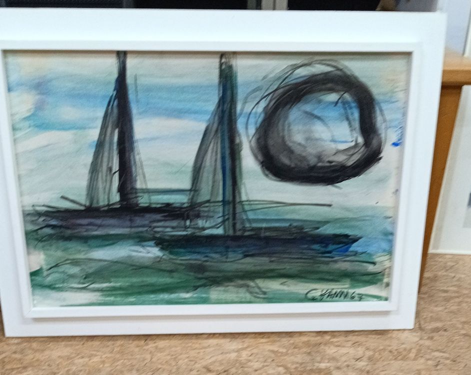 Gemälde Aquarell Segelschiff signiert gerahmt (ver48) (Gebraucht) in Künten für CHF 15 – nur ...