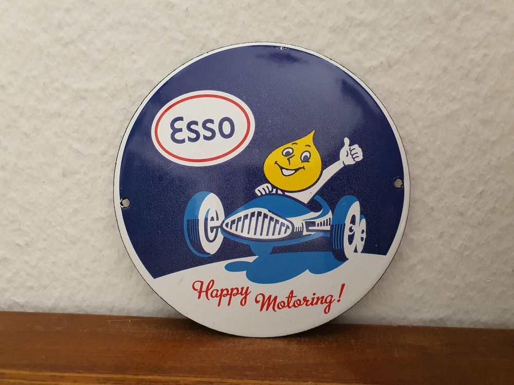 Emailschild Esso Logo Tankstelle Tanksäule Emaille Schild (Neu (gemäss ...