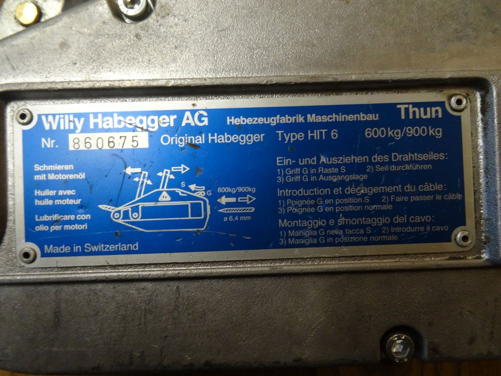 Habegger- Seilzug Typ Hit 6 ( 600 Kg / 900 Kg ) (Gebraucht) in Lungern ...