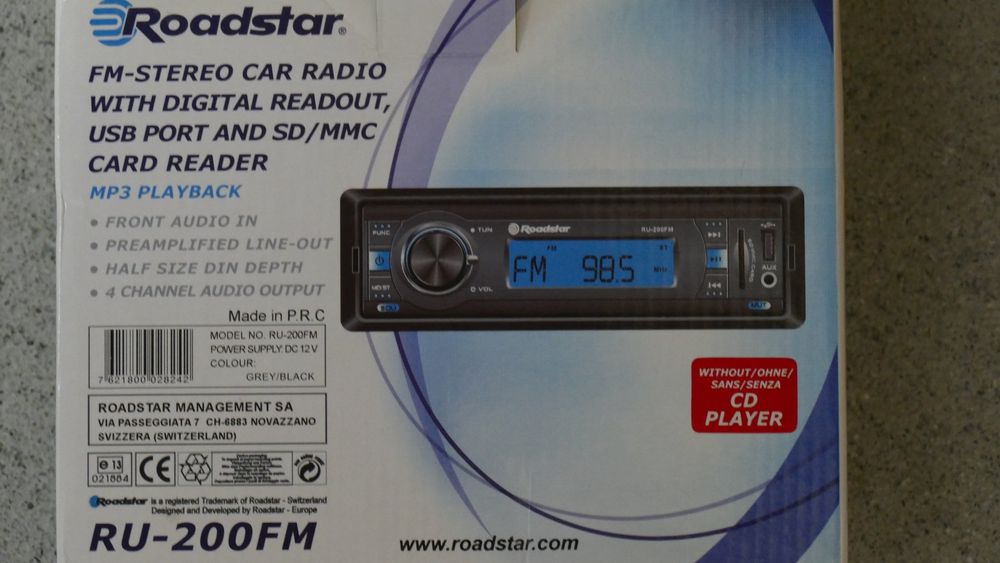 Autoradio Roadstar mit USB, SD/MMC Cardreader, Cinch eingang (Neu und ...