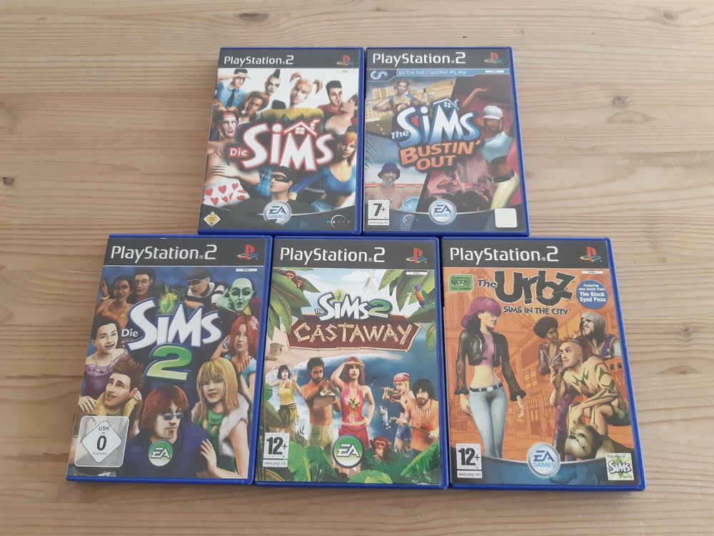 Sims Set: Die Sims 1 + Bustin Out + 2 + Castaway + Urbz PS2 (Gebraucht ...