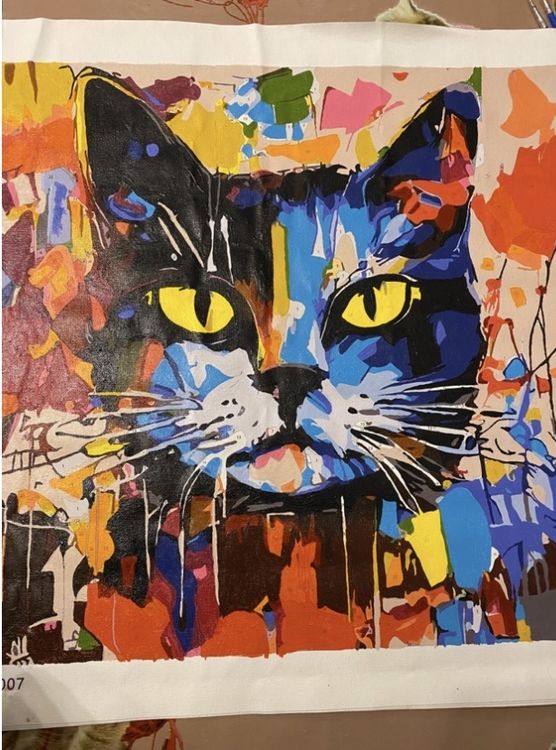 Katzenbild, selbstgemalt, Acryl, Herbstdeko, Unikat. (Gebraucht) in ...