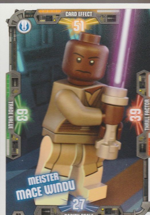LEGO STAR WARS TRADING CARD SERIE 3 # 27 MEISTER MACE WINDU (Neu ...