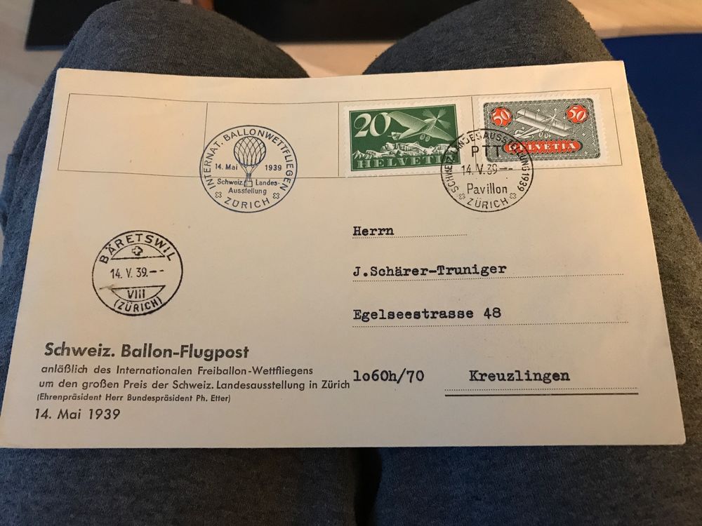 Schweizer Ballon Flugpost 1939 | Kaufen auf Ricardo