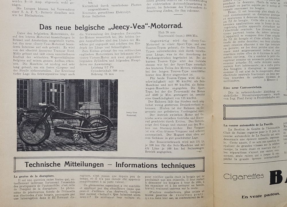CH-Zeitschrift : Motor – Le Moteur Nr. 103 (1. Juni 1922) | Kaufen auf ...