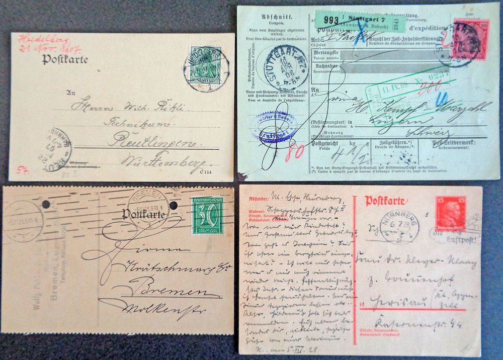DEUTSCHES REICH: 4 Karten aus 1907-1928 | Kaufen auf Ricardo