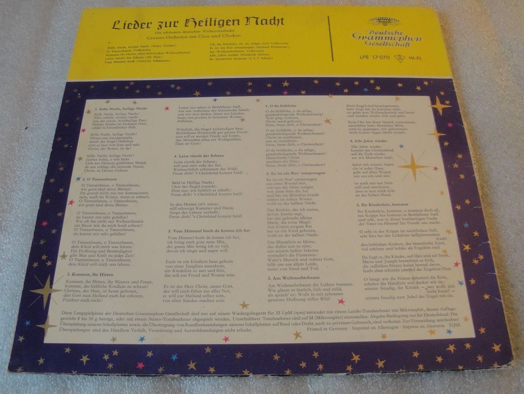 Die Schönsten Deutschen Weihnachtslieder 1963 Schallplatte (Gebraucht ...