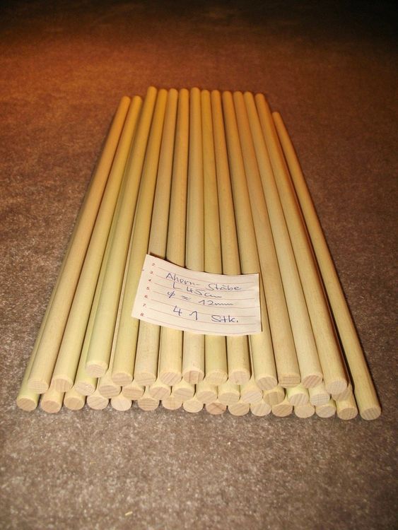 Ahorn Rund Stäbe Rundholz Massiv Holz Stab Dübelholz 41 Stk. (Neu ...