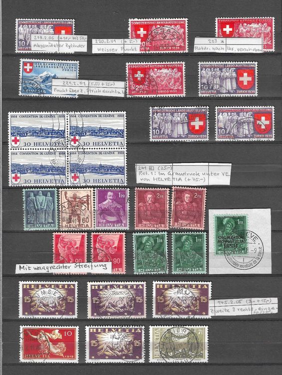 Schweiz gestempelt 1919/1939/1941 mit kleinen Abarten | Kaufen auf Ricardo