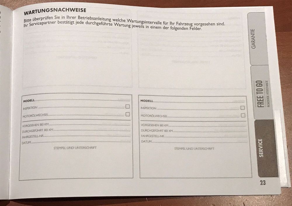 Fiat Serviceheft - Wartungsheft (Neu (gemäss Beschreibung)) in Muri für ...