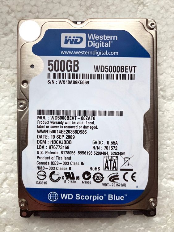 Western Digital Scorpio Blue 500GB Harddisk 2.5", 8 MB, 5400 | Acheter ...