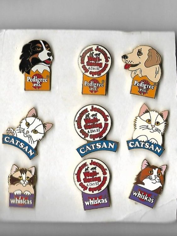 Whiskas, Catsan, Pedigree Pal, 9 PINS (Gebraucht) in Zürich für CHF 6 ...