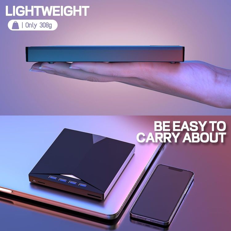 Externes CD DVD Laufwerk USB 3.0 Typ-C mit SD/TF-Kartenleser (Neu und ...