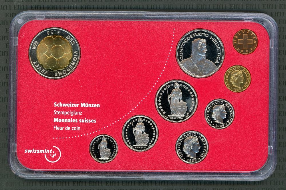 CHF-Münzsatz 1999 stgl Jahrgangssatz (Neu und originalverpackt) in Widnau für CHF 49 – mit ...