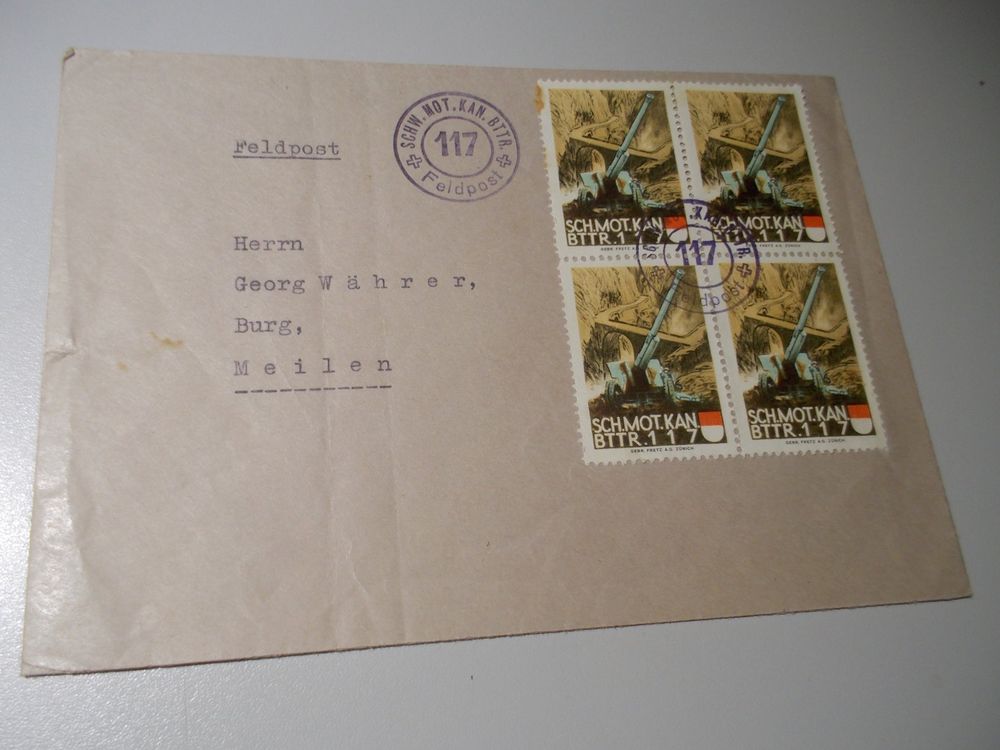 Brief Soldatenmarke 4erblock 1940, Sch Mot Kan Bttr 117 | Kaufen auf ...