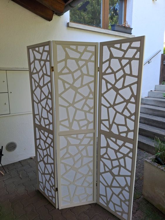 Stilvoller 3-teiliger Paravent Raumteiler weiss | Kaufen auf Ricardo