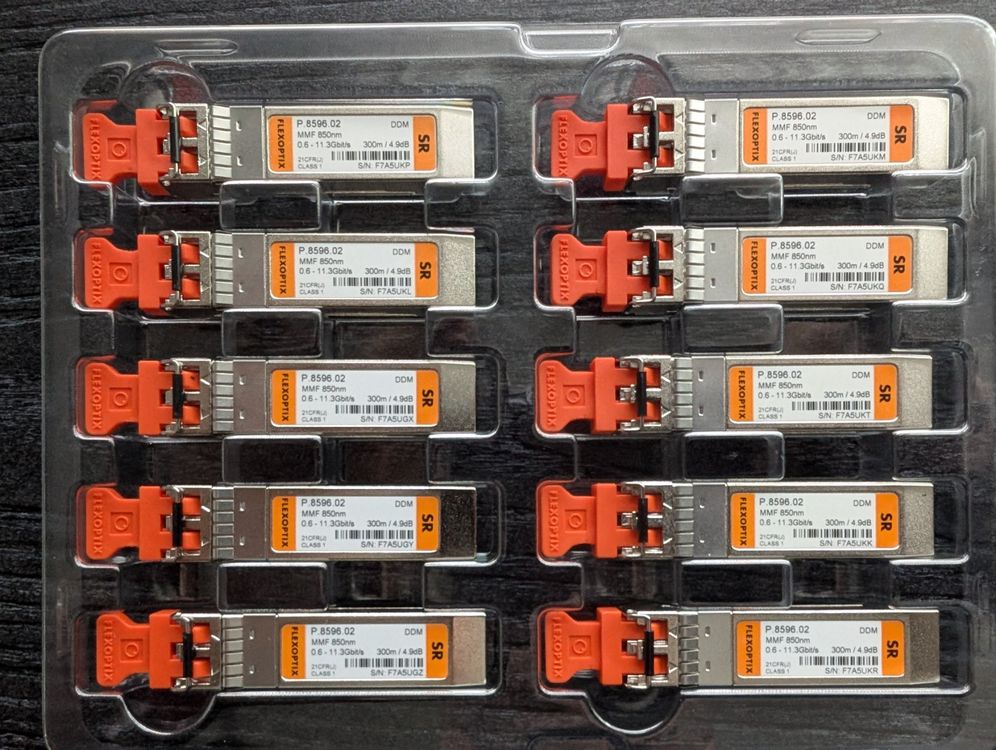 10 Stück Flexoptix Transceiver 10 Gbps SFP+ SR (D'occasion) à ...