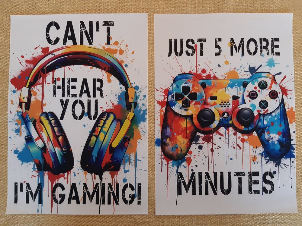 2x Affiche en lain Gaming zone color 21×30 cm-NEUF (Neu (gemäss ...