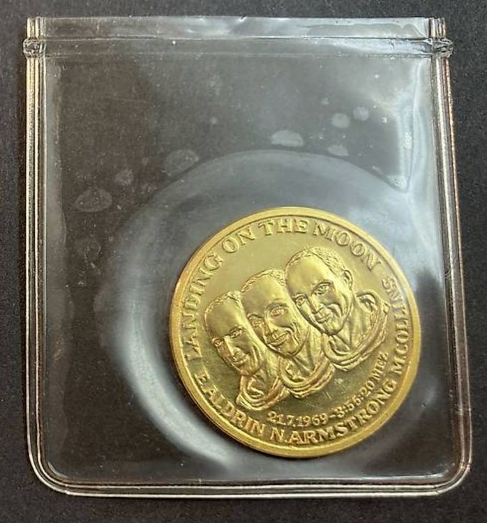 GOLDMÜNZE LANDING ON THE MOON GOLD MÜNZE ARMSTRONG VRENELI (Neu und ...