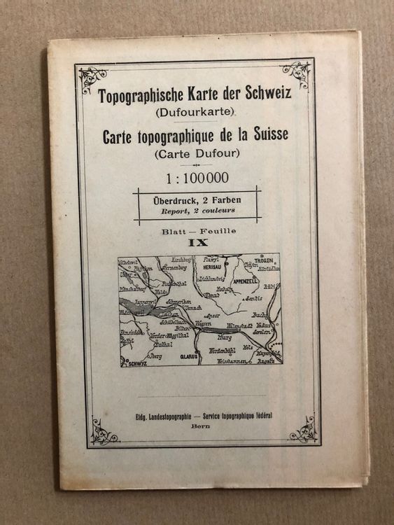 Topographische Karte d. Schweiz 1918 (Gebraucht) in Zürich für CHF 25 – mit Lieferung auf ...