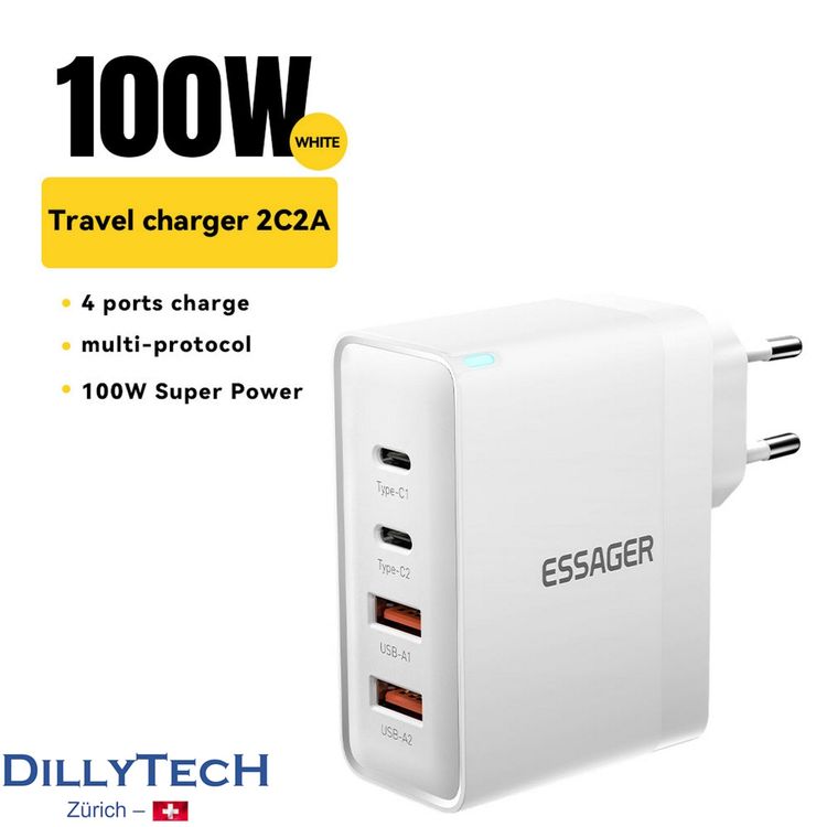 Essager Quya 100W GaN Schnellladegerät-Weiss (Neu und originalverpackt ...