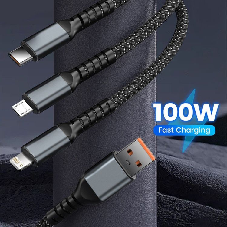 High-End USB Kabel 100Watt USB-A auf 3 Stecker Apple, USB-C | Kaufen ...