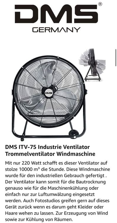 DMS ITV-75 Industrie Ventilator Trommelventilator WindmaschI (Gebraucht ...
