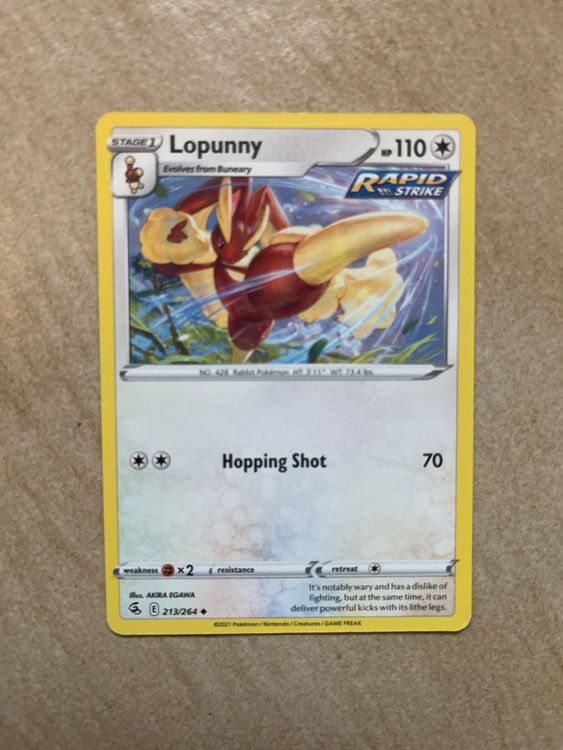 Carte Pokemon Lopunny - Fusion Strike - EN (Gebraucht) in Vernayaz für ...