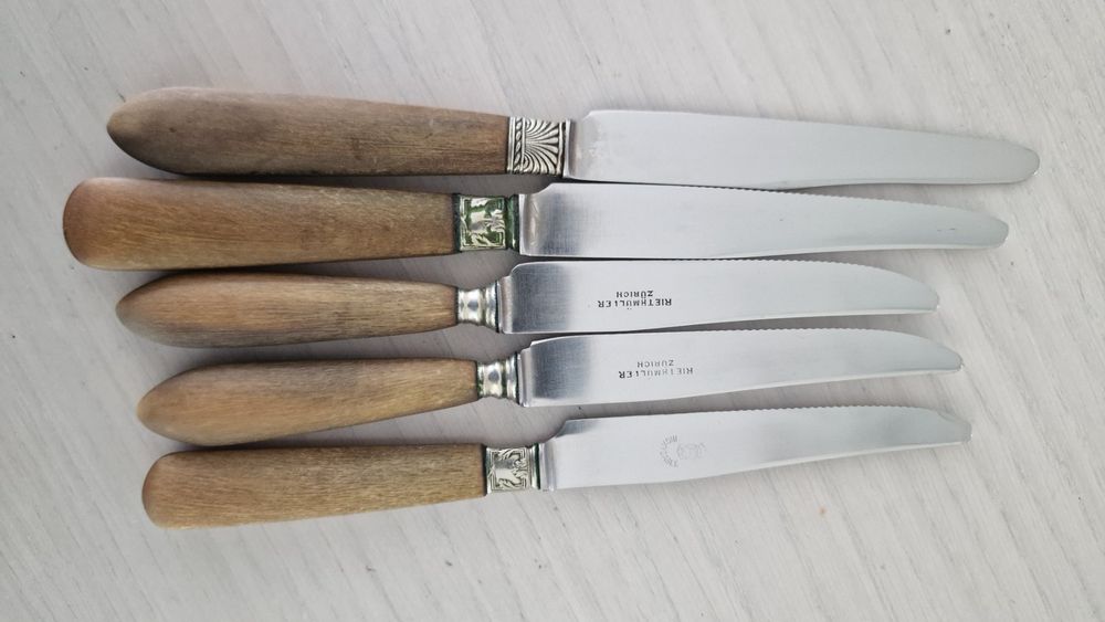 5 Messer Riethmüller rostfrei Edelstahl Vintage Holzgriff (Gebraucht ...
