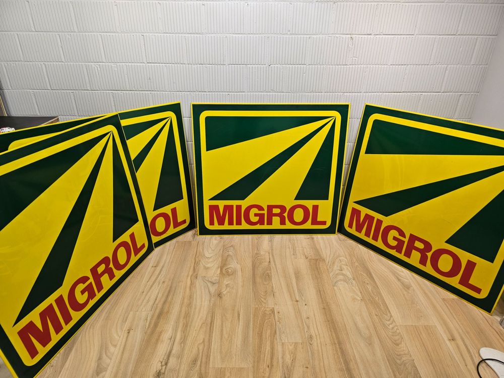 1970s Acryl MIGROL Migros Tankstellen Tafel Reklame Schild (Gebraucht ...