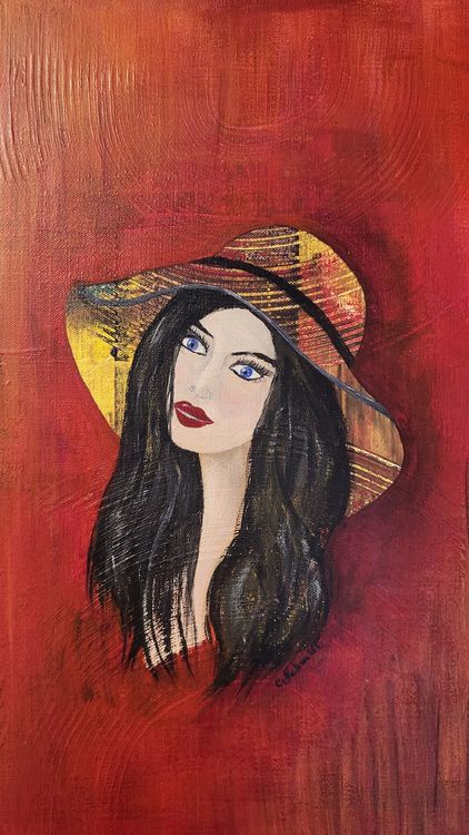 Acrylbild auf Leinwand, Frau mit Hut, Unikat (Neu und originalverpackt) in meggen für CHF 190 ...