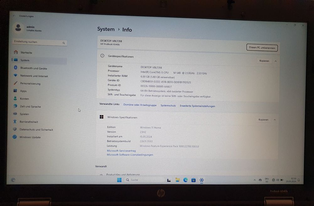 HP ProBook 6540b Windows 11 Akku neu (Gebraucht) in Winterthur für CHF ...