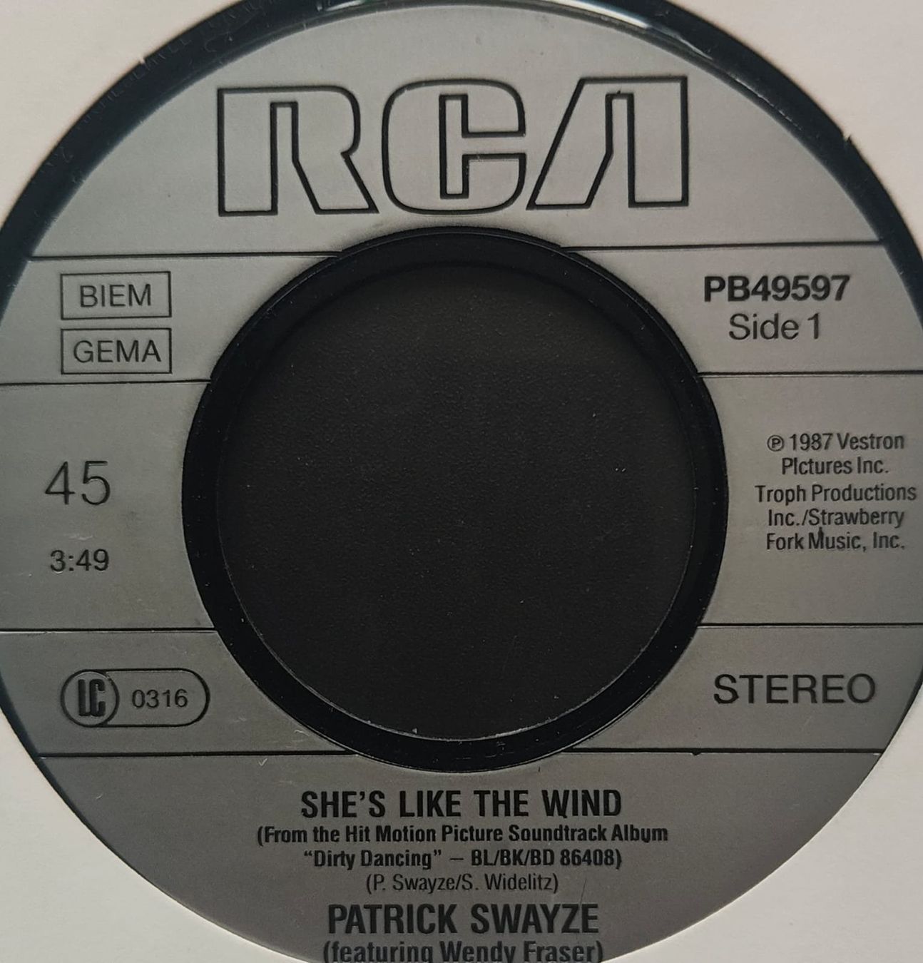 Vinyl-Single Patrick Swayze - She's Like The Wind (Gebraucht) in ...