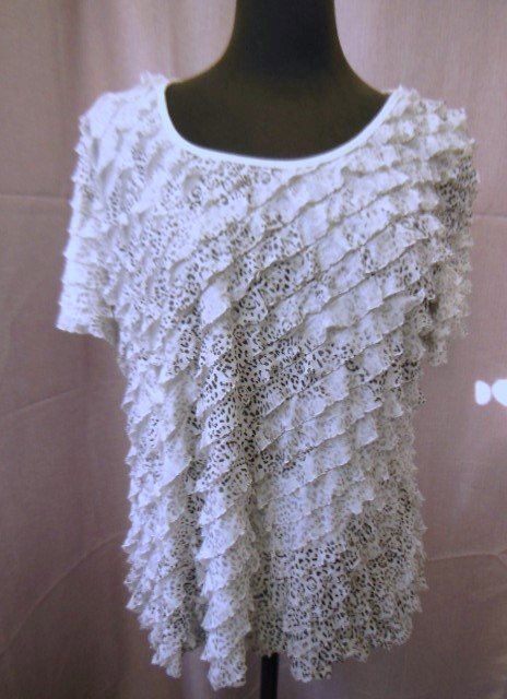 ca Gr. 42 Oberteil Shirt weiss mit Leo Volants EIN BLICKFANG | Kaufen ...