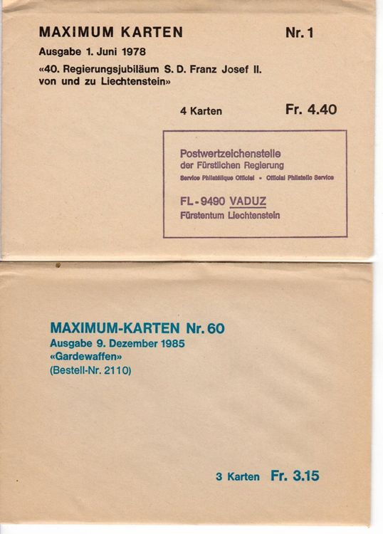 Maximumkarten Liechtenstein Nr. 1 - 60 | Kaufen auf Ricardo