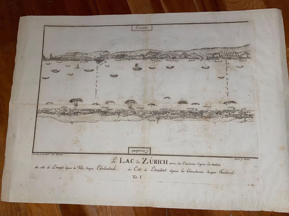 Antiker Plan vom Zürichsee 1800 Laurenz Halder (1765-1821) | Kaufen auf ...