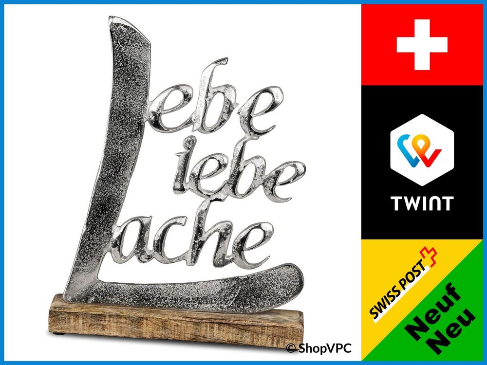 Deko Schriftzug aus Aluminium und Holz - Lebe Liebe Lache | Kaufen auf ...