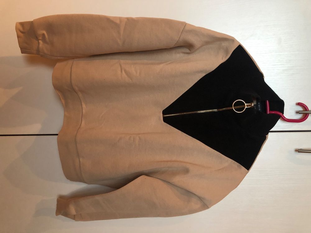 Pulli beige und schwarz (XS) mit Reissverschluss-Detail (Gebraucht) in ...