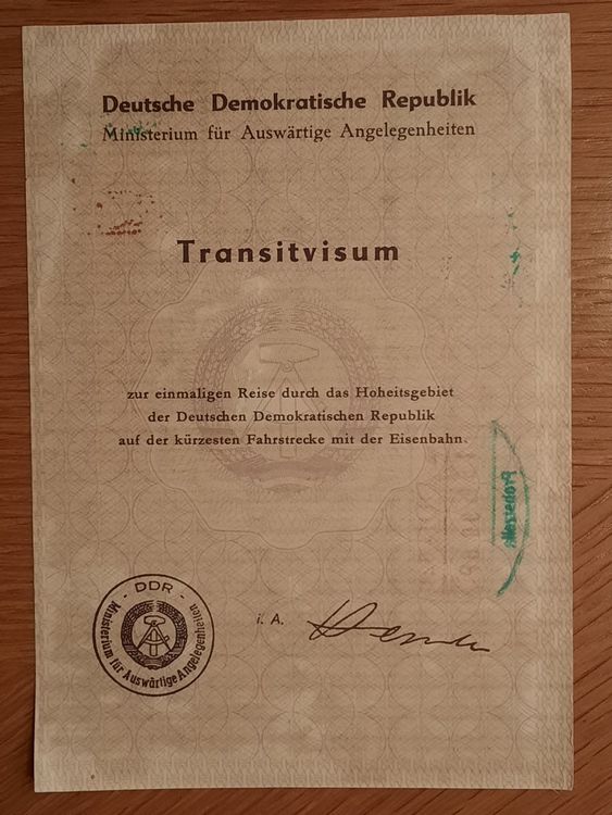 altes Transitvisum aus der DDR (Gebraucht) in für CHF 5 – mit Lieferung ...