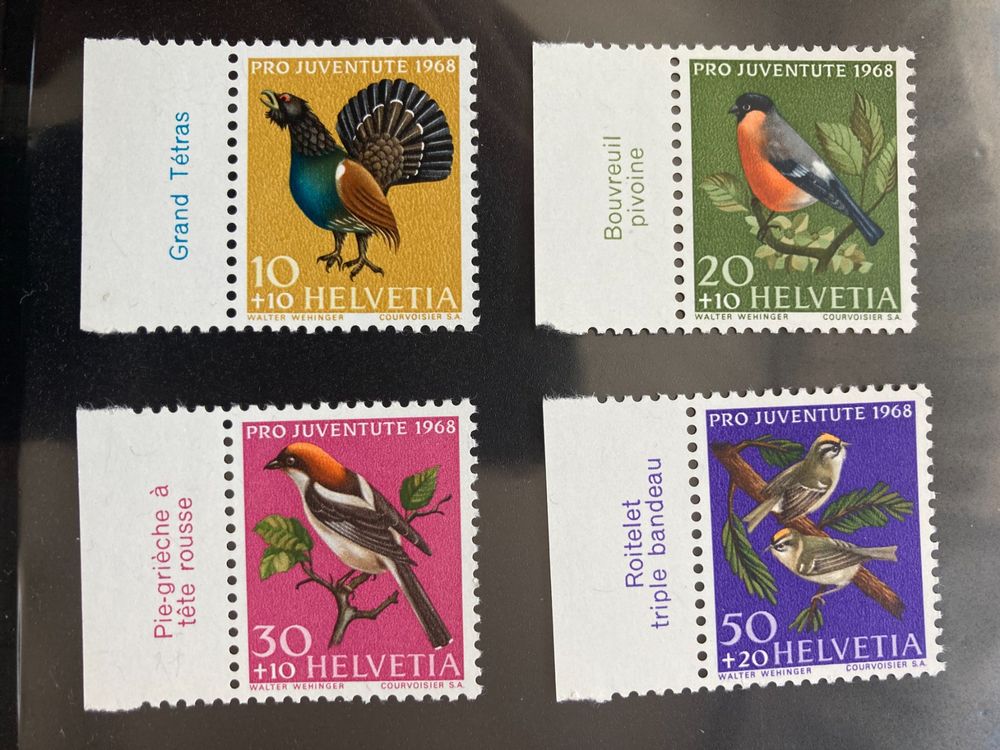 Schweiz 1968 Satz Pro Juventute postfrisch Vögel Tab franz. (Neu ...