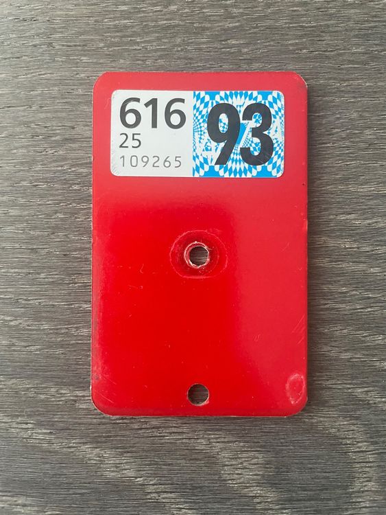 Velo-Nummer Vignette, 1993 (Gebraucht) in Hünenberg für CHF 3 – mit ...